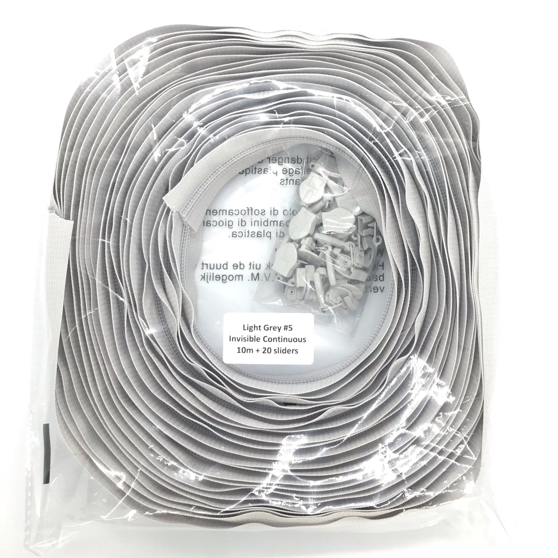 Heavy Duty Light Grey Invisible Continuous Zipper Roll # 5