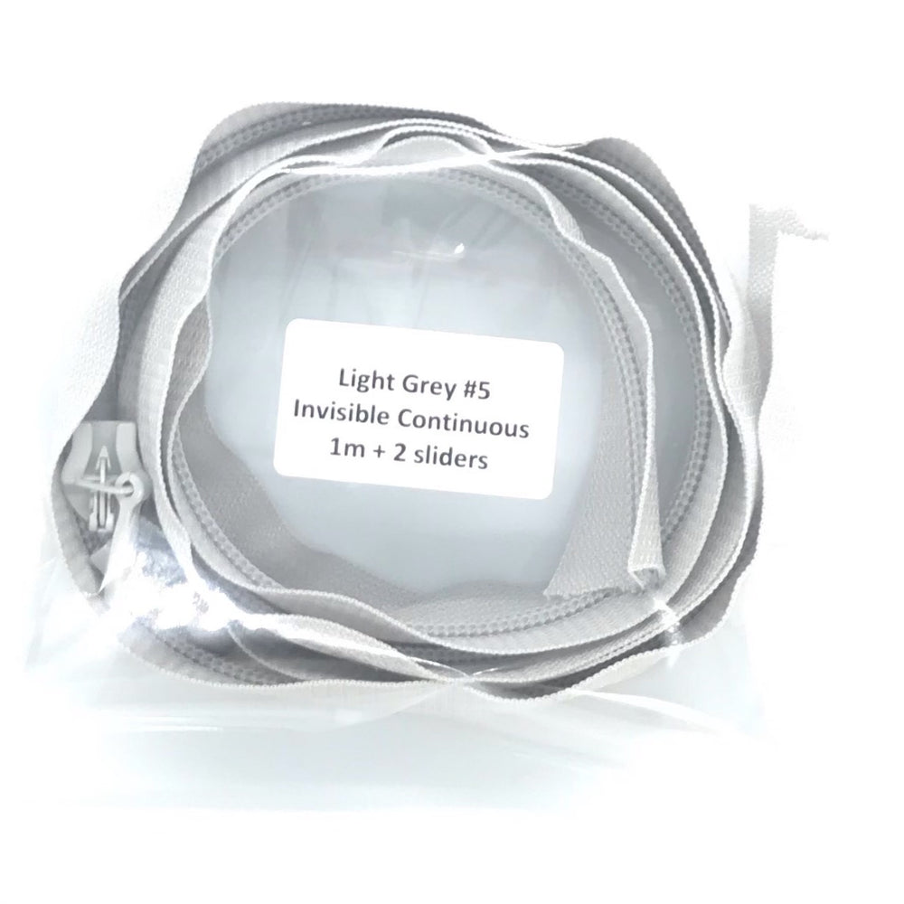 Heavy Duty Light Grey Invisible Continuous Zipper Roll # 5 · Mayhem Fabric