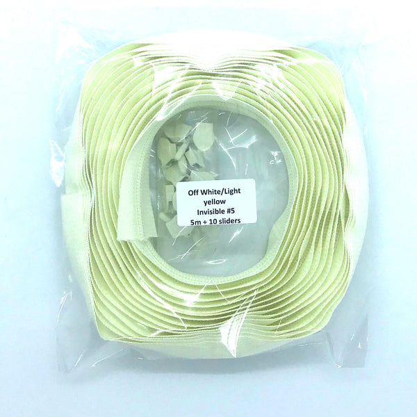 Light Yellow (Off-White) Size 5 Invisible Continuous Zip – YKK 502 ...